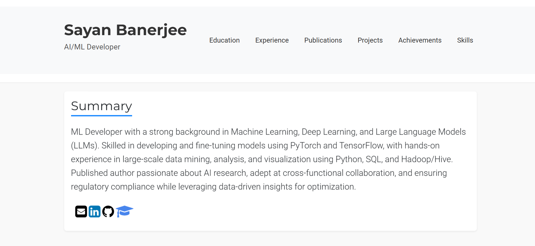 Sayan Banerjee | AI/ML Developer